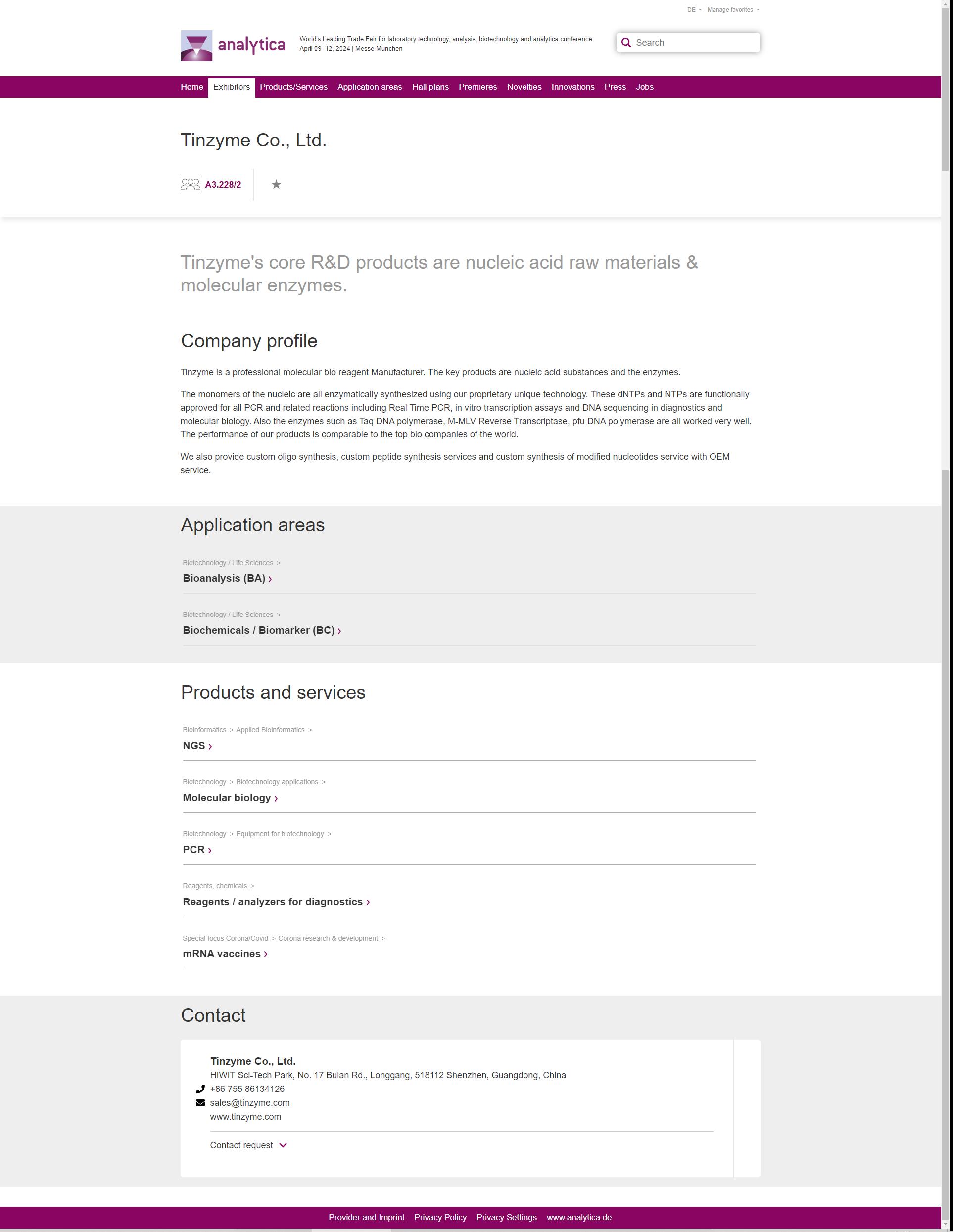 We are at analytica 2024 – Tinzyme