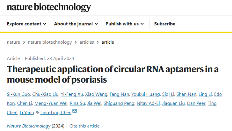 Therapeutic application of circular RNA aptamers in a mouse model of psoriasis – Tinzyme